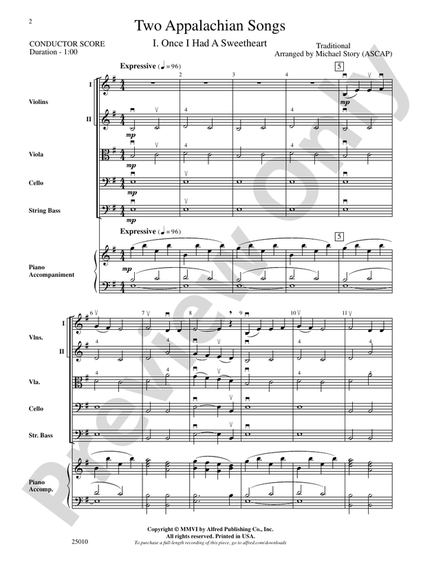 Two Appalachian Songs: String Orchestra Conductor Score & Parts ...