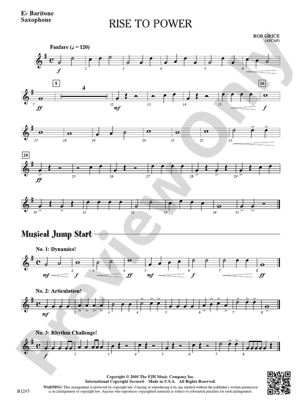 Rise to Power: E-flat Baritone Saxophone: E-flat Baritone Saxophone Part: Rob Grice - Digital ...