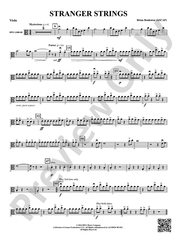 Stranger Strings: Viola: Viola Part: Brian Bankston - Digital Sheet Music Download
