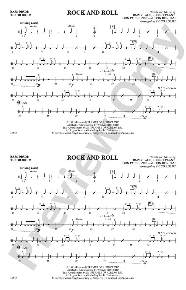Rock and Roll: Bass Drum/Tenor Drum: Bass Drum/Tenor Drum Part ...