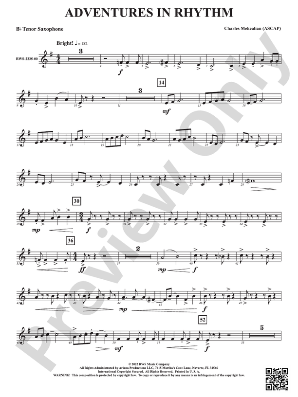 Adventures in Rhythm: B-flat Tenor Saxophone: B-flat Tenor Saxophone ...