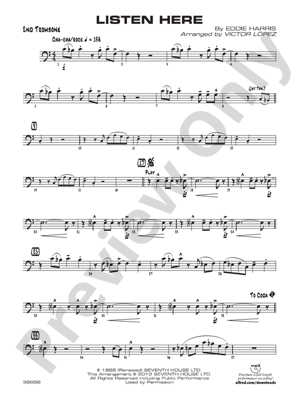 Listen Here: 2nd Trombone: 2nd Trombone Part - Digital Sheet Music Download