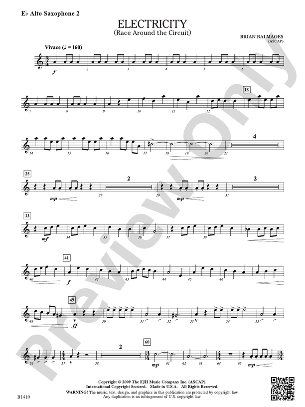 Electricity: E-flat Alto Saxophone 2: E-flat Alto Saxophone 2 Part: Brian Balmages - Digital ...