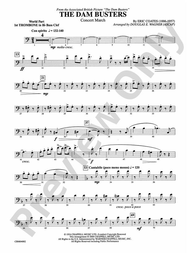 The Dam Busters Concert March: WP 1st B-flat Trombone B.C.: WP 1st B ...