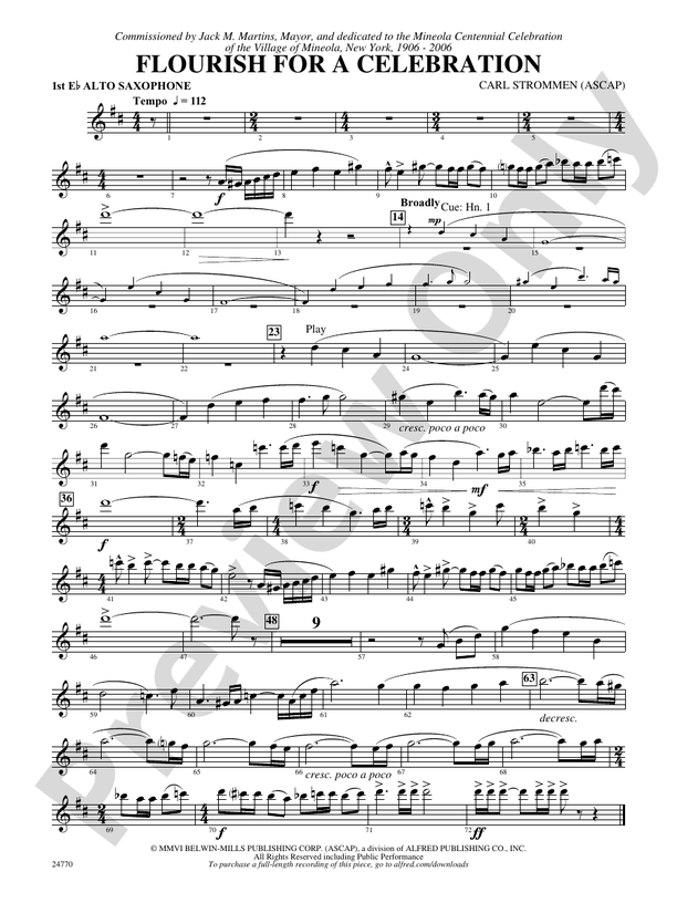 Flourish for a Celebration: E-flat Alto Saxophone: E-flat Alto Saxophone Part - Digital Sheet ...