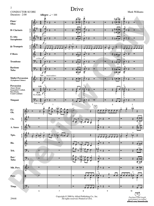 Drive: Score: Concert Band Score - Digital Sheet Music Download