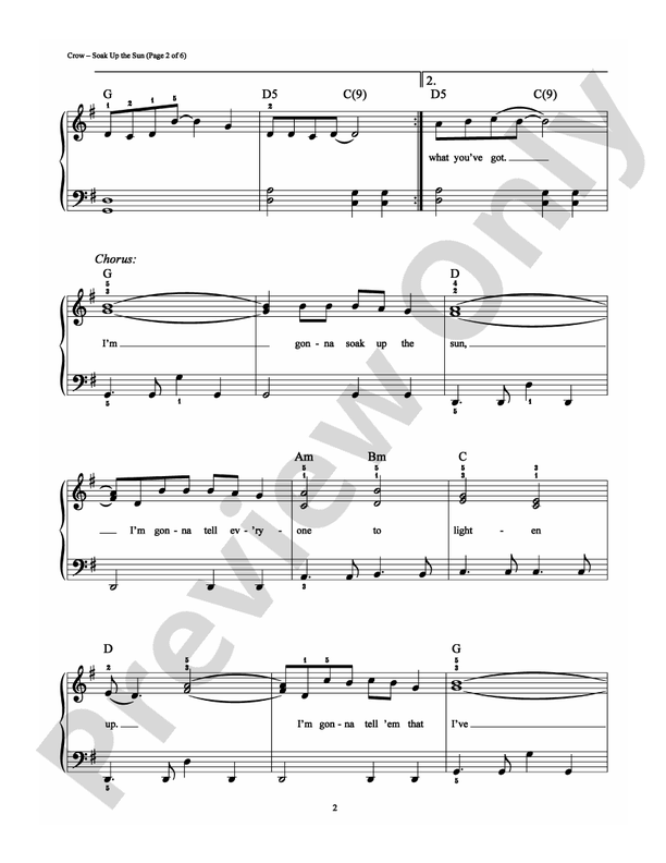 Soak Up the Sun: Easy Piano: Sheryl Crow - Digital Sheet Music Download