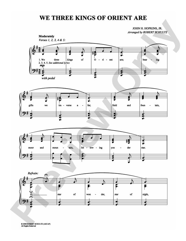 We Three Kings of Orient Are: Piano/Vocal/Chords: John Henry Hopkins ...