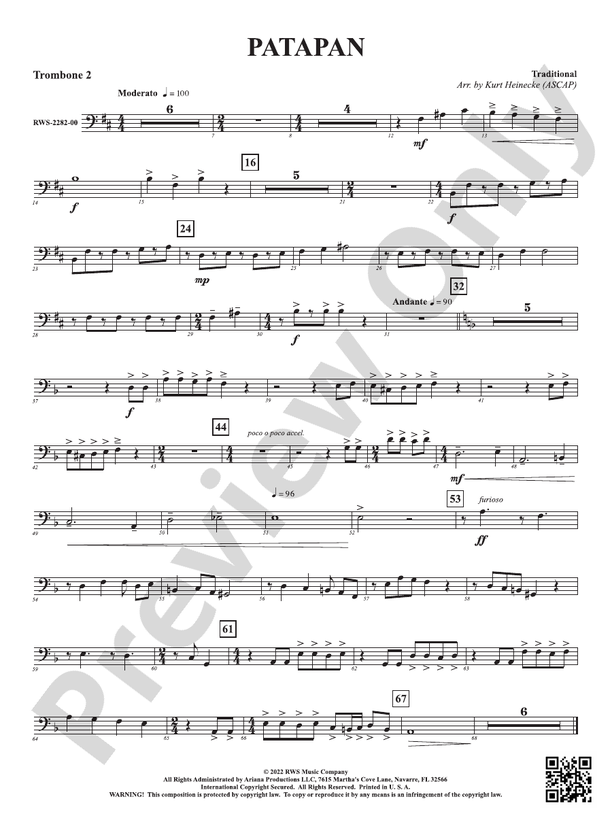 Patapan: 2nd Trombone: 2nd Trombone Part - Digital Sheet Music Download