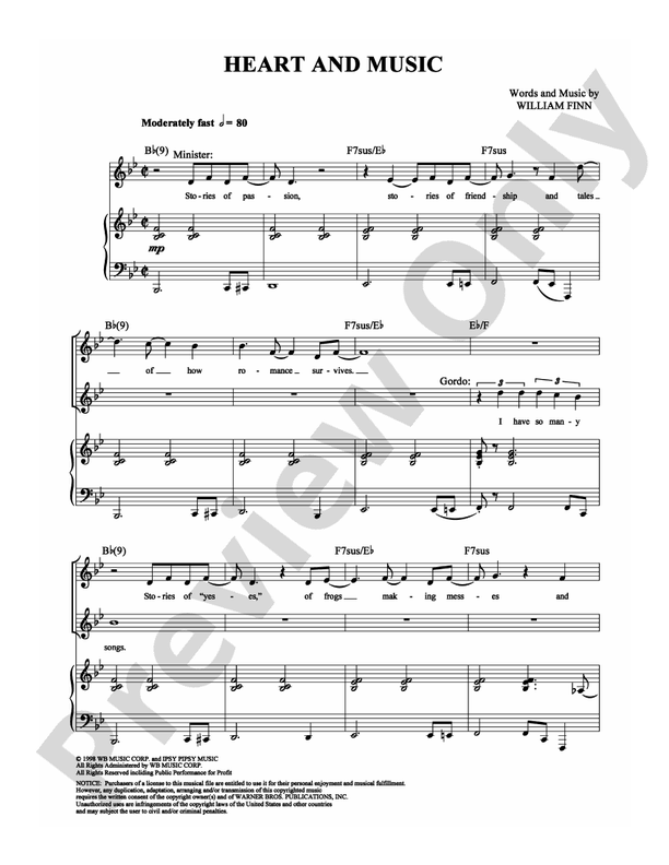 Heart and Music: Piano/Vocal/Chords: William Finn - Digital Sheet Music Download