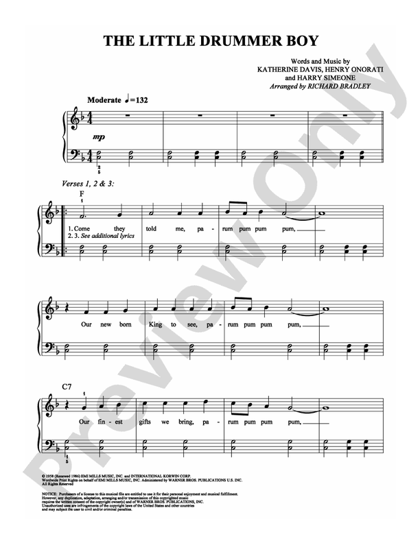 The Little Drummer Boy: Easy Piano: Henry Onorati - Digital Sheet Music ...