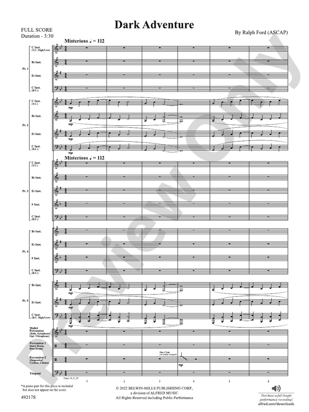 Dark Adventure: Score: Concert Band Score - Digital Sheet Music Download