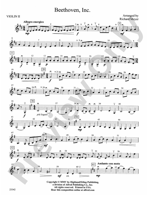 Beethoven, Inc.: 2nd Violin: 2nd Violin Part - Digital Sheet Music Download