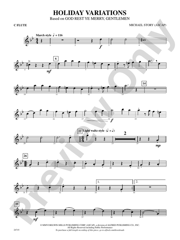 Holiday Variations (Based on "God Rest Ye Merry, Gentlemen"): Flute ...