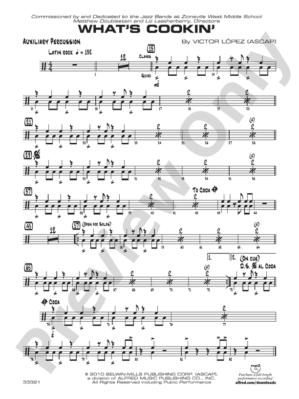 What's Cookin': 1st Percussion: 1st Percussion Part - Digital Sheet ...