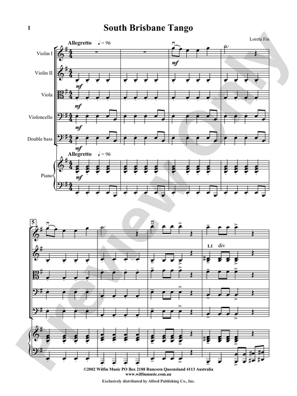 South Brisbane Tango: Score: String Orchestra Score - Digital Sheet ...