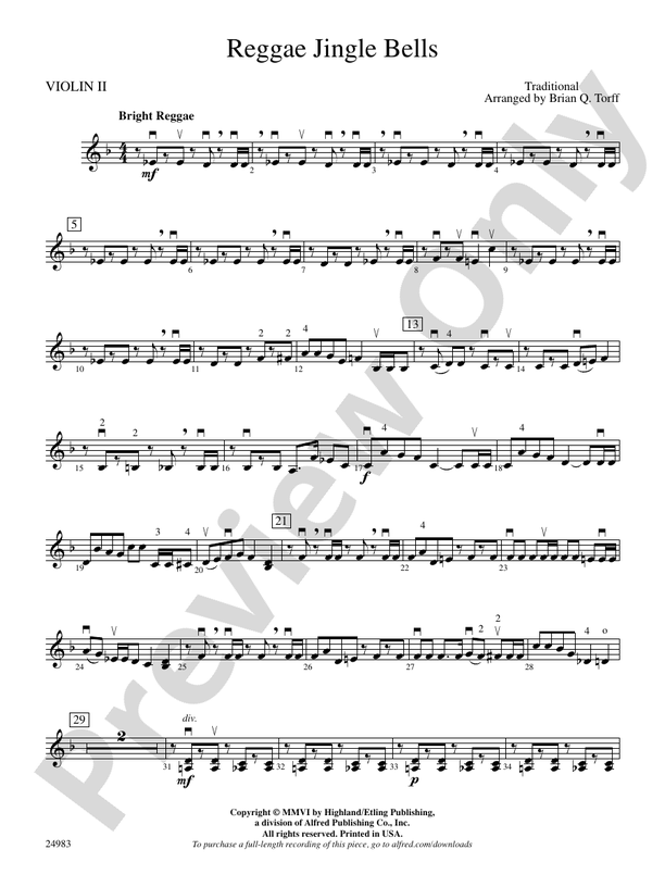 Reggae Jingle Bells: 2nd Violin: 2nd Violin Part - Digital Sheet Music ...