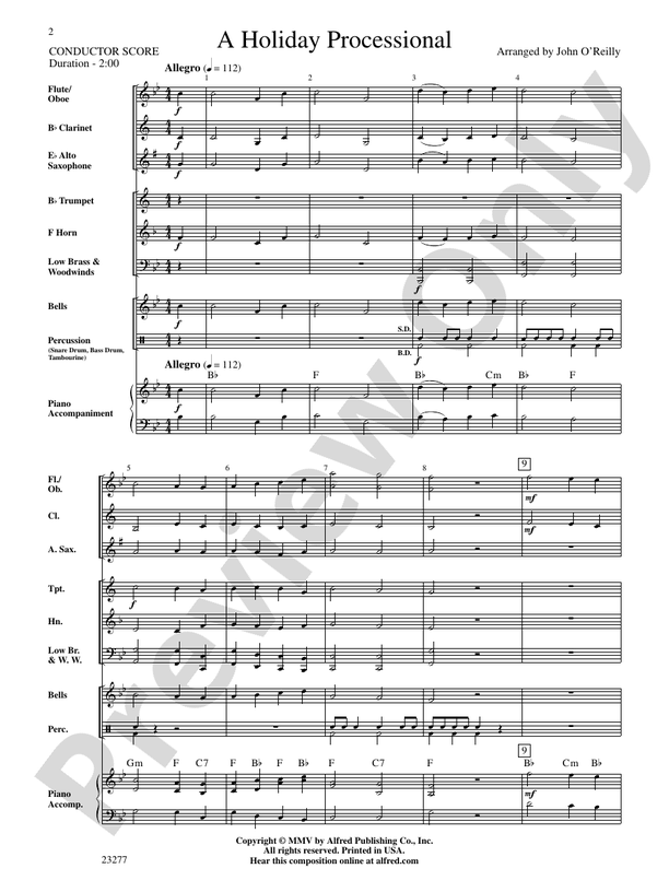 A Holiday Processional: Score: Concert Band Score - Digital Sheet Music ...