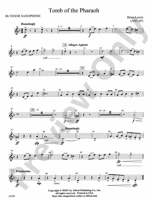 Tomb Of The Pharaoh B Flat Tenor Saxophone B Flat Tenor Saxophone