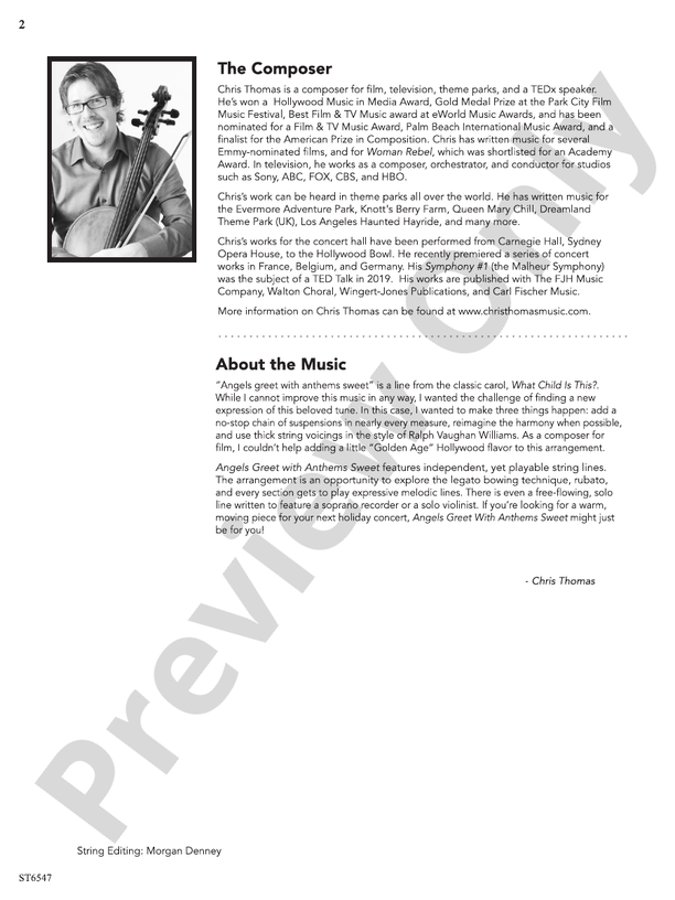 Angels Greet with Anthems Sweet (What Child is This?): Score: String ...