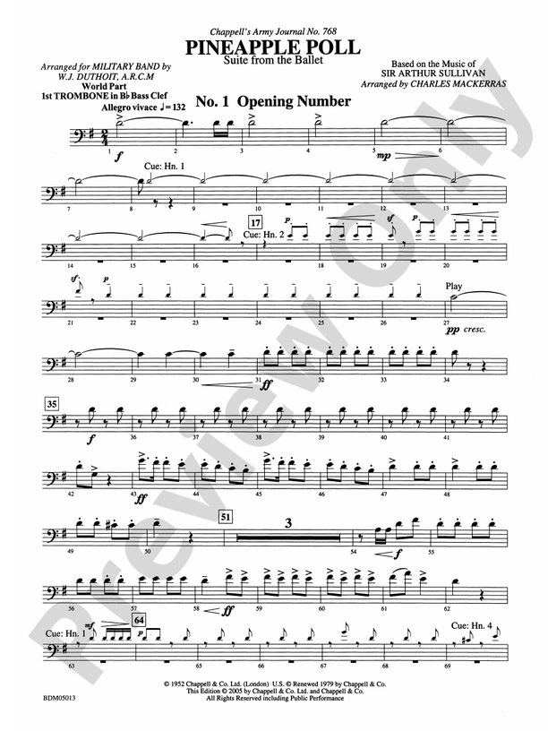 Pineapple Poll (Suite from the Ballet): (wp) 1st B-flat Trombone B.C ...