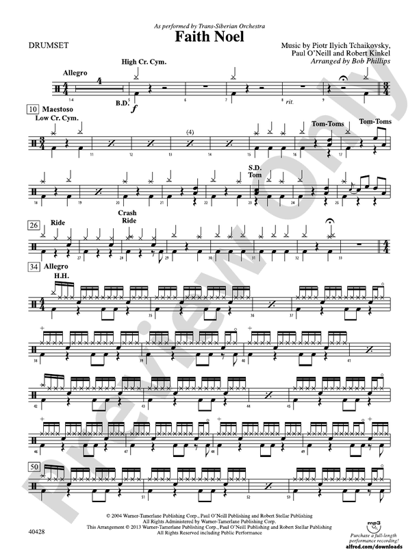 Faith Noel: Drums: Drums Part - Digital Sheet Music Download