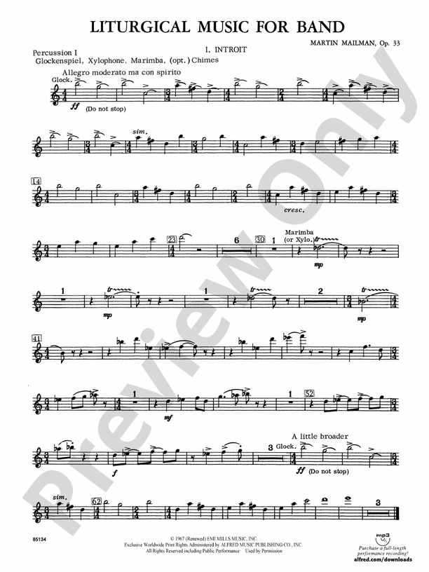 Liturgical Music for Band, Op. 33: 1st Percussion: 1st Percussion Part ...