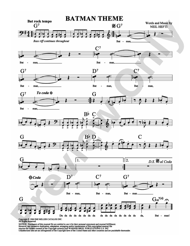 Batman Theme: Lead Sheet: Neal Hefti - Digital Sheet Music Download