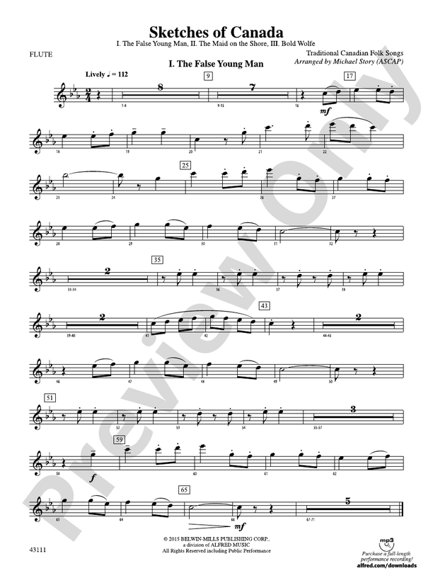 Sketches of Canada: Flute: Flute Part - Digital Sheet Music Download