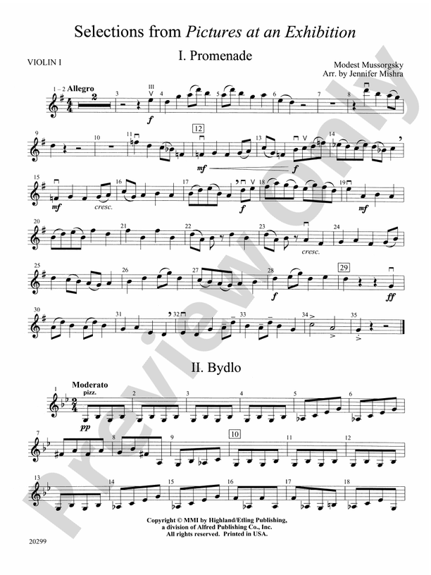 Selections from Pictures at an Exhibition: 1st Violin: 1st Violin Part ...
