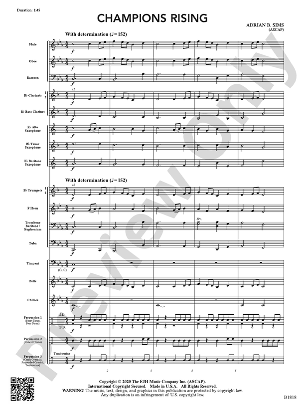 Champions Rising: Score: Concert Band Score: Adrian B. Sims - Digital ...