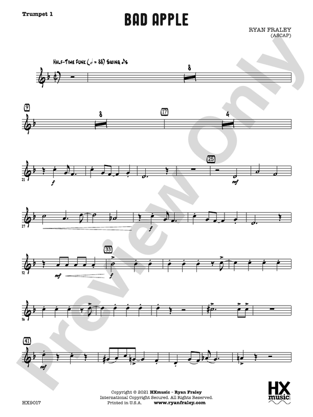 Bad Apple: B-flat Trumpet 1: B-flat Trumpet 1 Part: Ryan Fraley ...