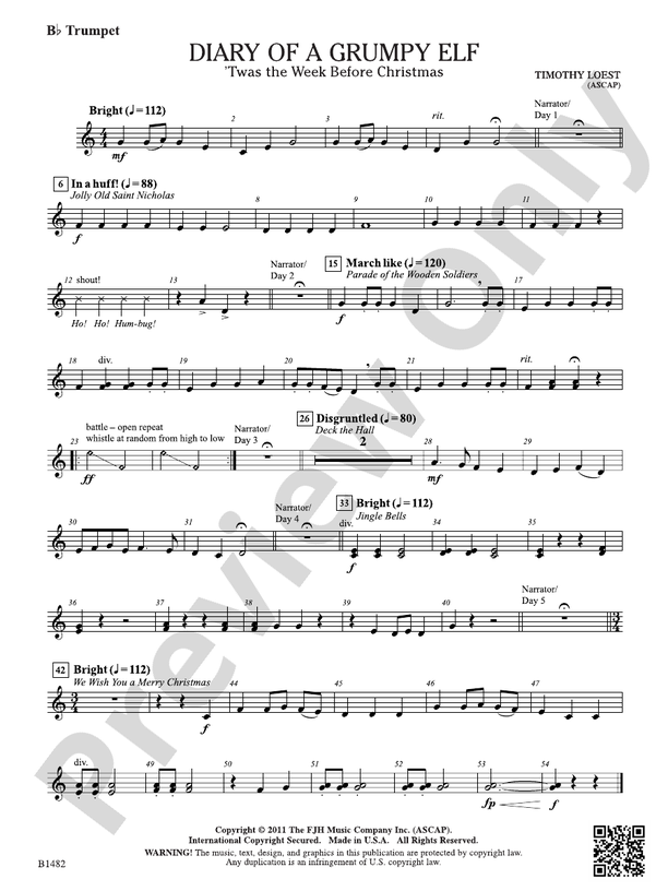 Diary of a Grumpy Elf: B-flat Trumpet: B-flat Trumpet Part: Timothy ...