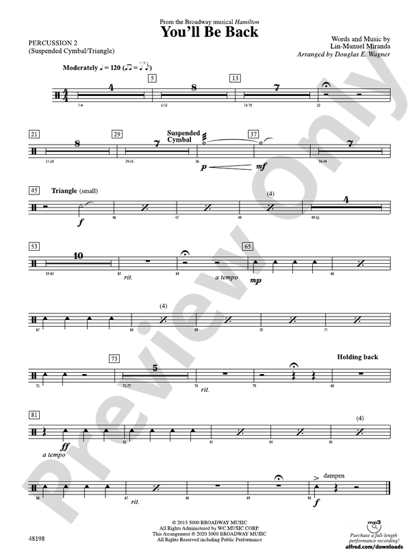You'll Be Back: 2nd Percussion: 2nd Percussion Part - Digital Sheet ...