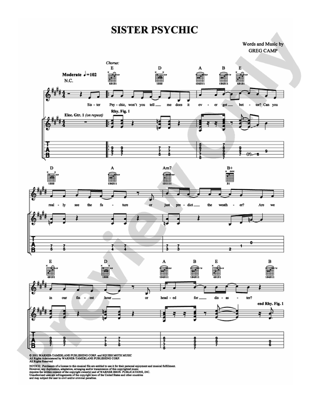 Sister Psychic: Guitar TAB: Smash Mouth - Digital Sheet Music Download