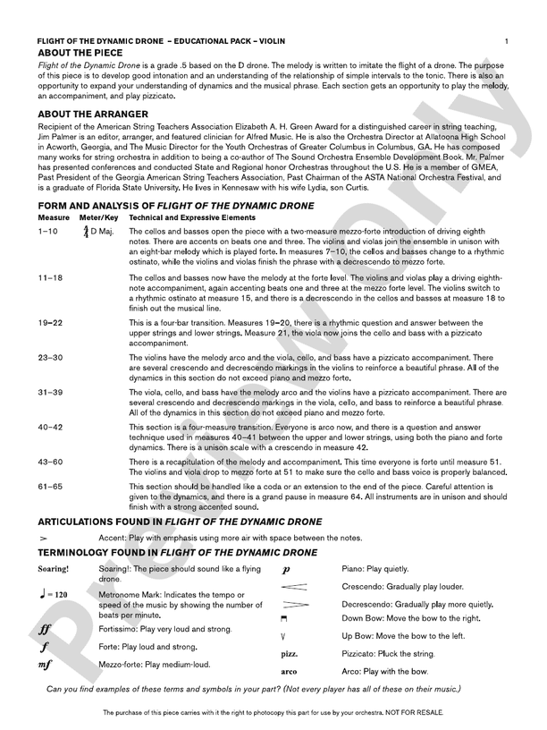 Flight of the Dynamic Drone: Violin Educational Pack: Violin ...