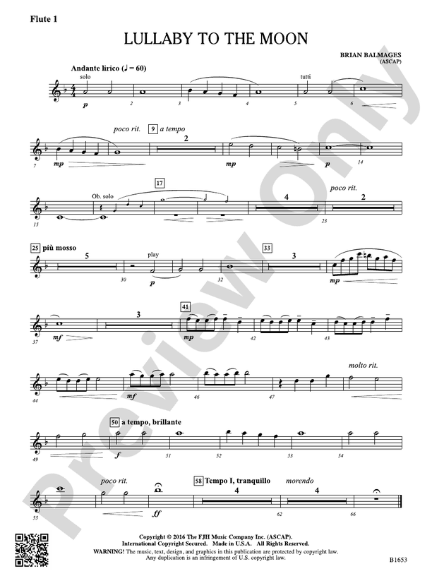 Lullaby to the Moon: Flute 1: Flute 1 Part: Brian Balmages - Digital ...
