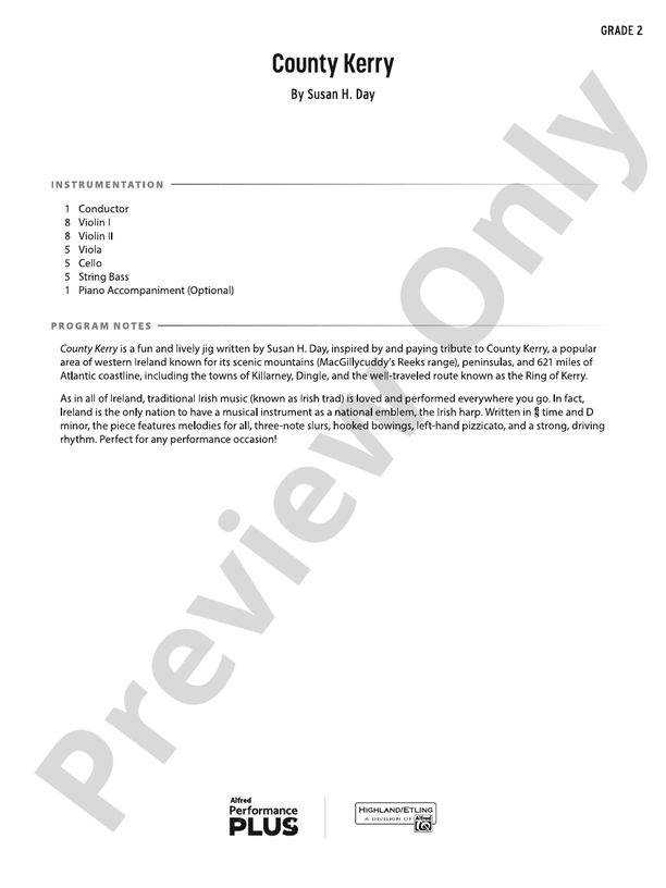 County Kerry: : Susan Day - Digital Sheet Music Download