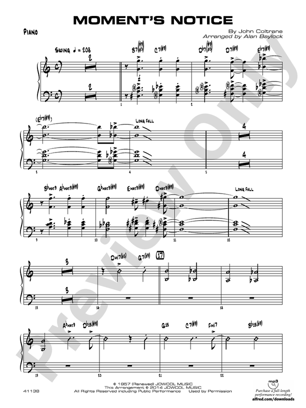 Moment's Notice: Piano Accompaniment: Piano Accompaniment Part ...