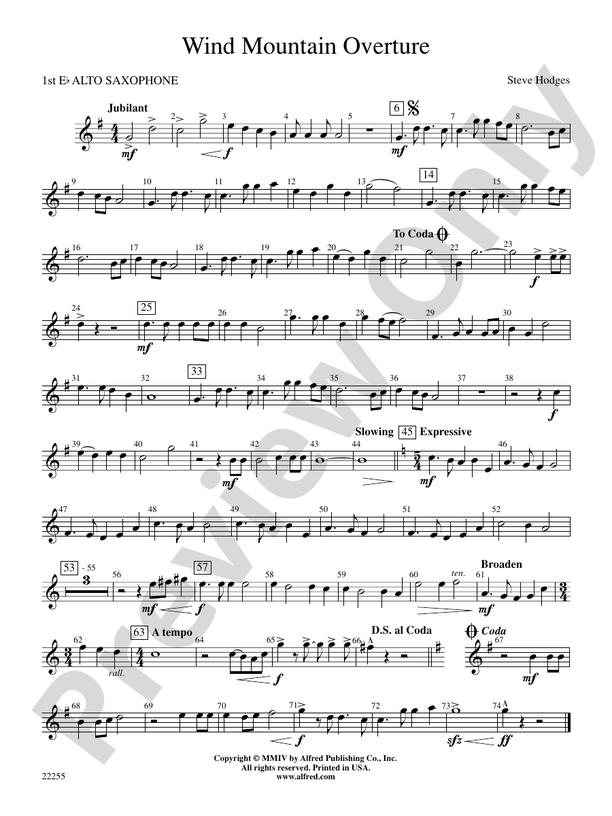 Wind Mountain Overture: E-flat Alto Saxophone: E-flat Alto Saxophone ...