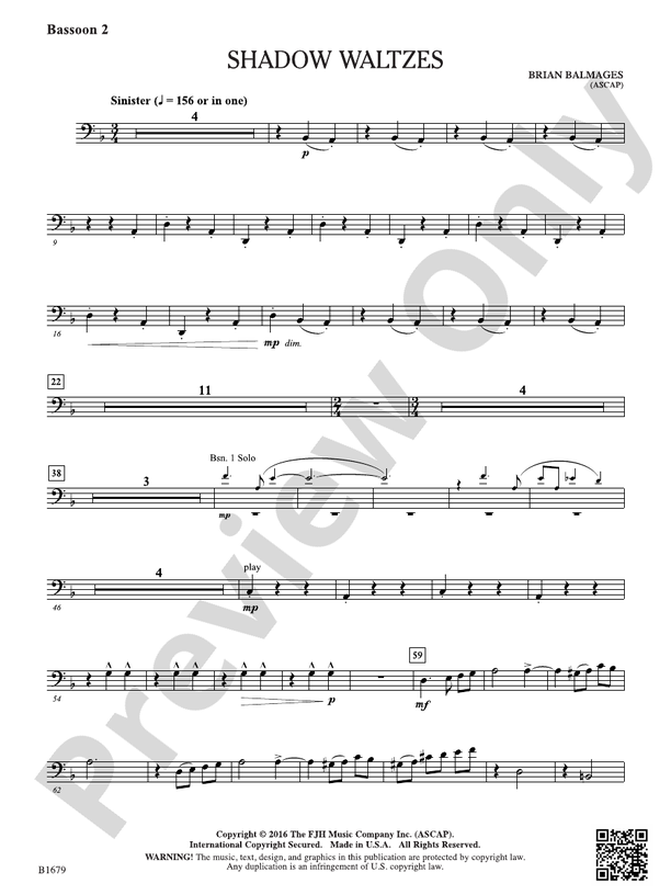 Shadow Waltzes: Bassoon 2: Bassoon 2 Part: Brian Balmages - Digital ...