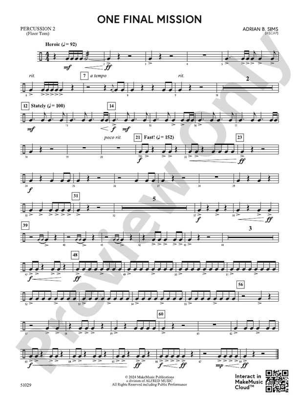 One Final Mission: 2nd Percussion: 2nd Percussion Part - Digital Sheet Music Download