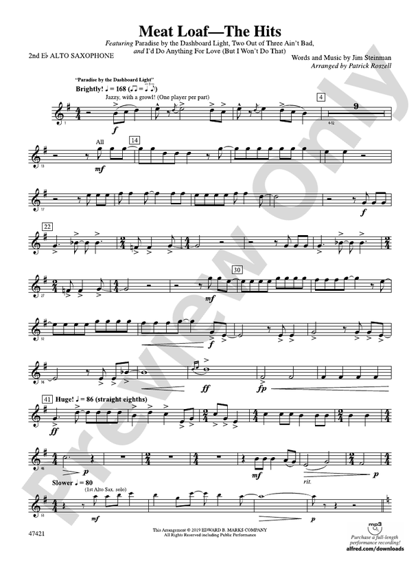 Meat Loaf---The Hits: 2nd E-flat Alto Saxophone: 2nd E-flat Alto ...