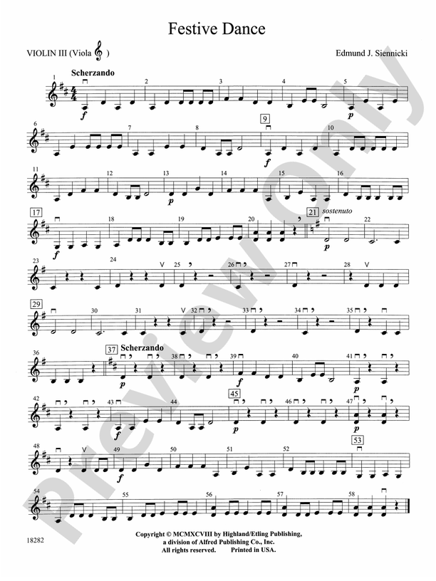 Festive Dance: 3rd Violin (Viola [TC]): 3rd Violin (Viola [TC]) Part ...