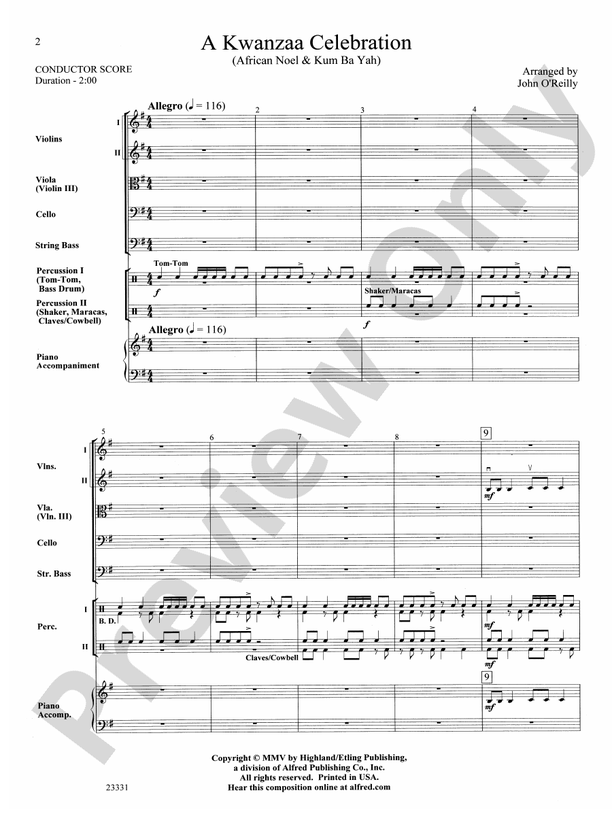 A Kwanzaa Celebration: Score: String Orchestra Score - Digital Sheet ...