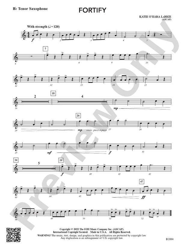 Fortify: B-flat Tenor Saxophone: B-flat Tenor Saxophone Part: Katie O'Hara LaBrie - Digital ...