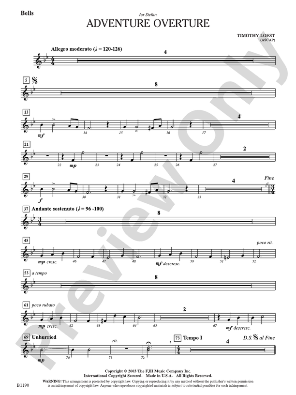Adventure Overture: Bells: Bells Part: Timothy Loest - Digital Sheet ...