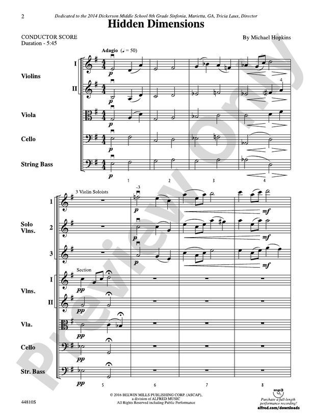 Hidden Dimensions: String Orchestra Conductor Score & Parts: Michael ...