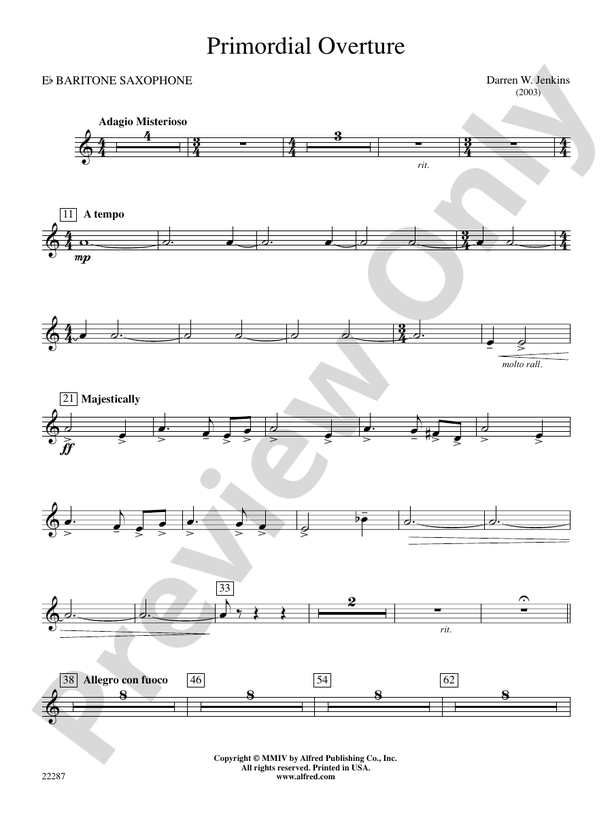 Primordial Overture: E-flat Baritone Saxophone: E-flat Baritone Saxophone Part - Digital Sheet ...