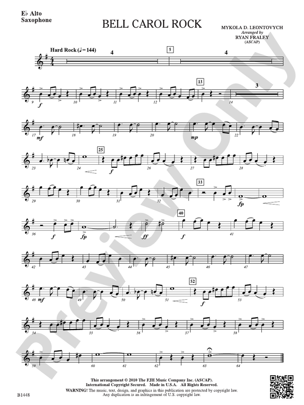 Bell Carol Rock: E-flat Alto Saxophone: E-flat Alto Saxophone Part ...